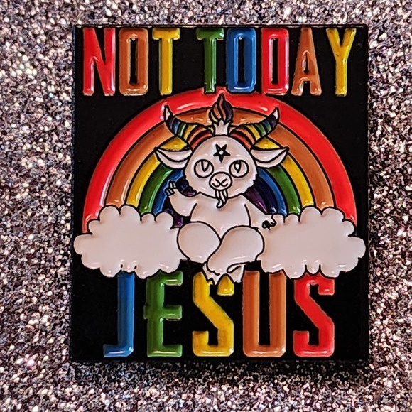Boutique | Jewelry | Not Today Jesus Cute Rainbow Baphomet Chill ...